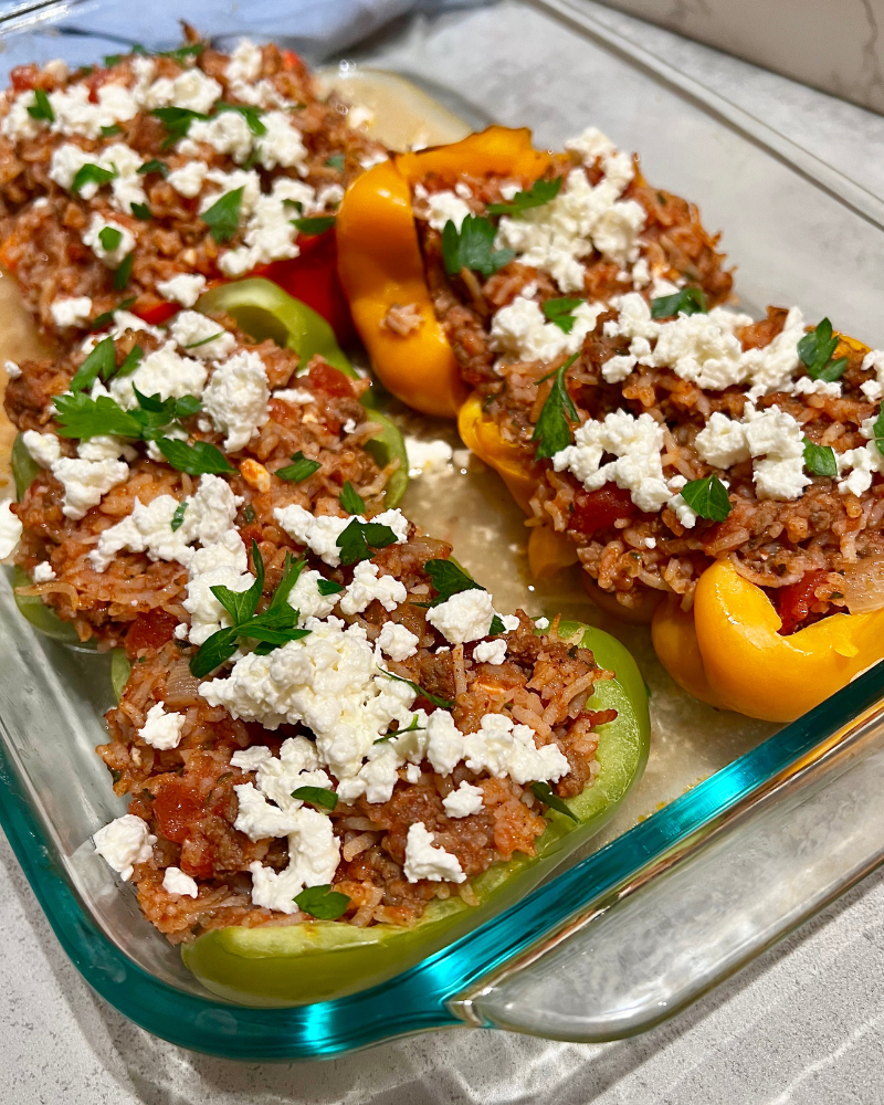 Greek Stuffed Peppers with Feta - Spoonful of Si